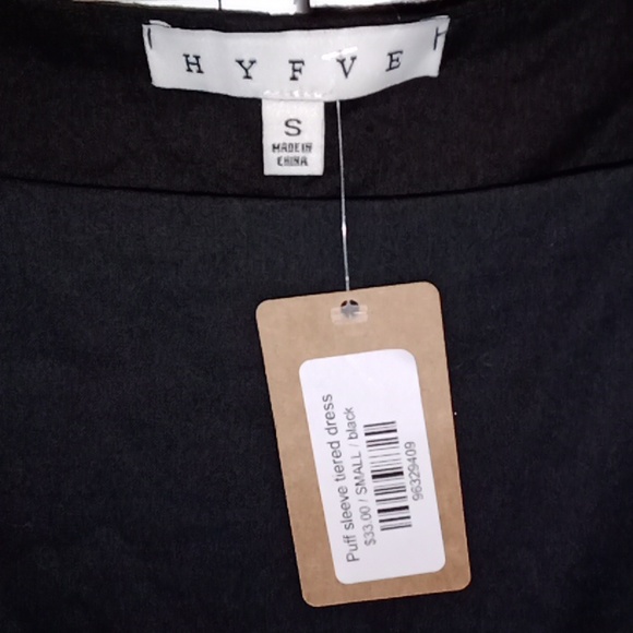 HYFVE | Dresses | Nwt Hyfve Puff Sleeve Tiered Square Neck Small Black ...